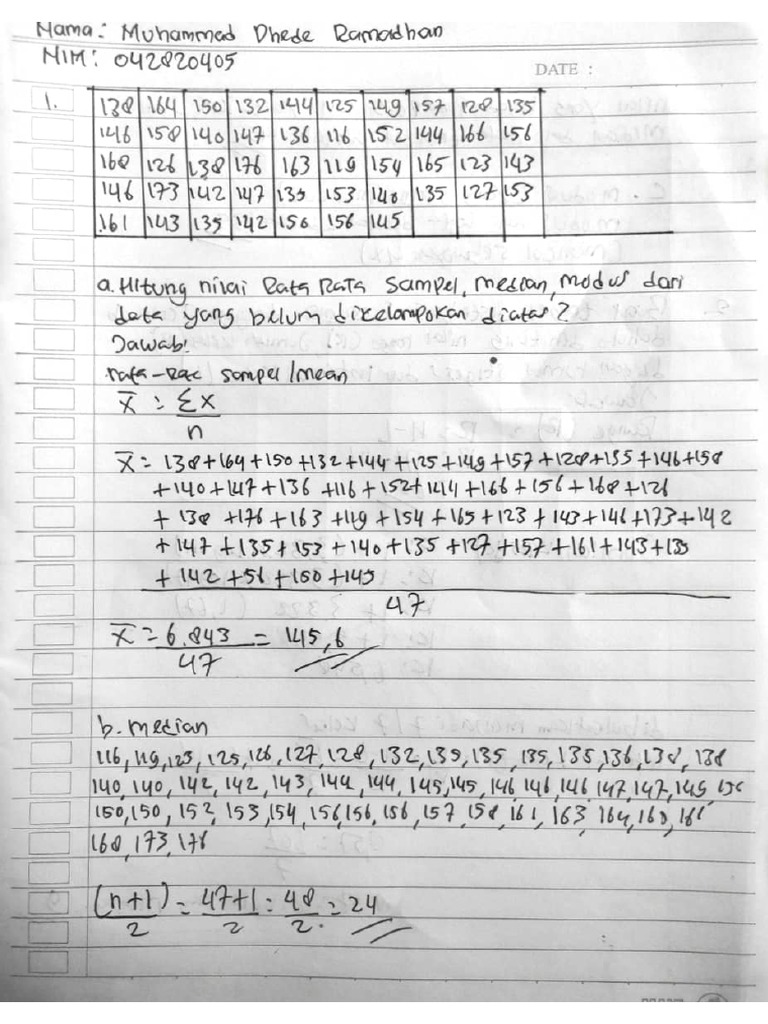 Diskusi 2 Pengantar Statistik Sosial Muhammad Dhede Ramadhan - 042820405 | PDF