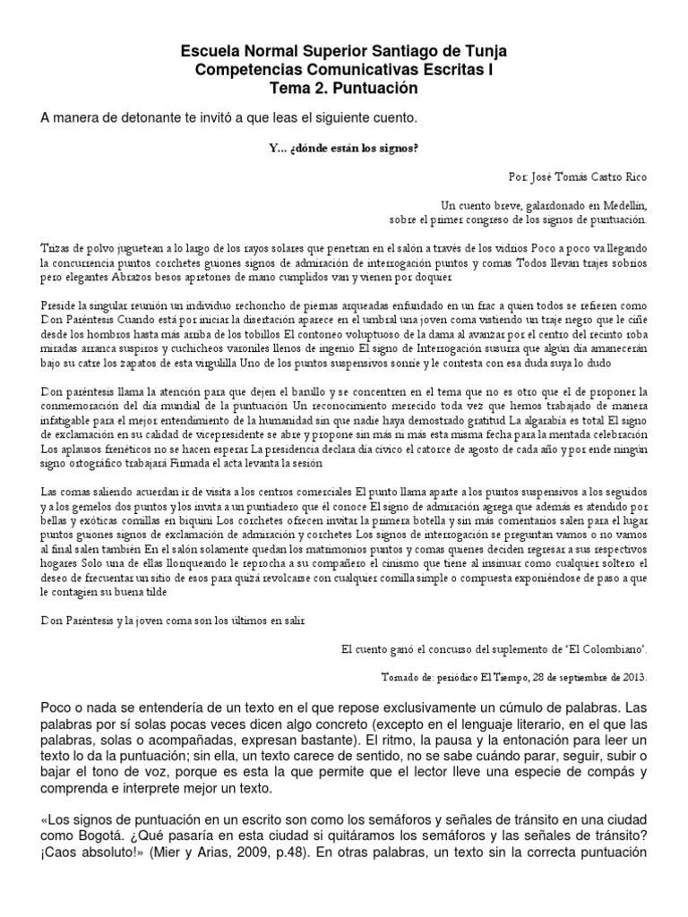 Guía - Tema 2. Competencias Comunicativas Escritas I | PDF | Comillas | Coma