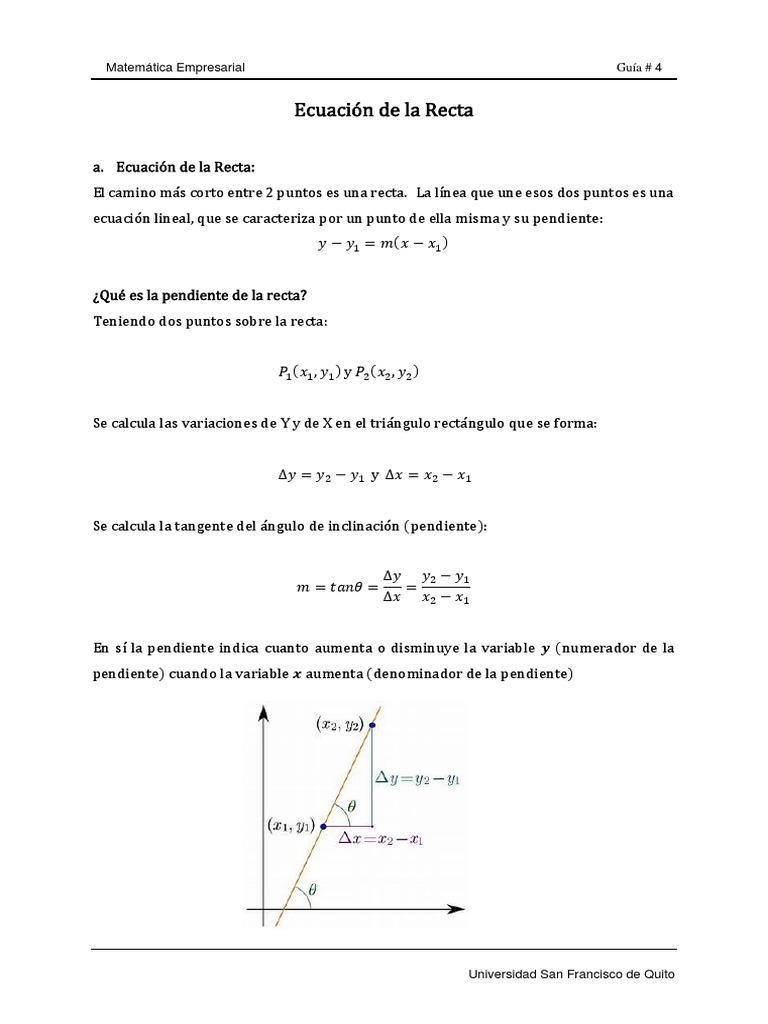 Ecuación de La Recta | PDF