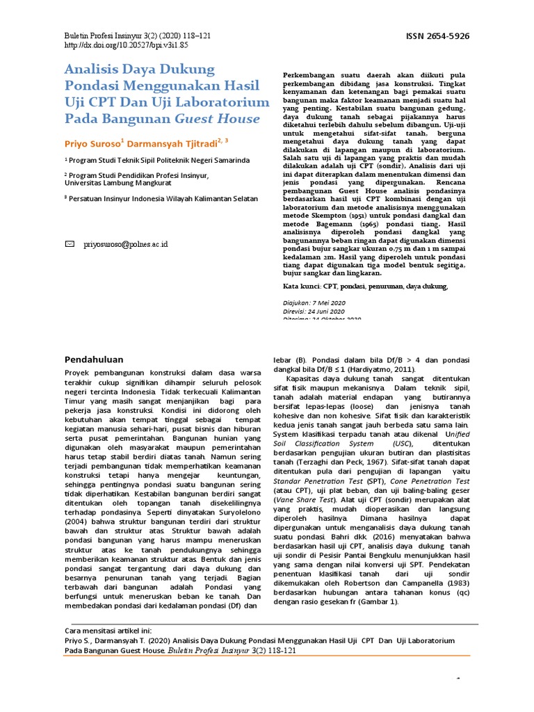 Analisis Daya Dukung Pondasi Dengan CPT | PDF