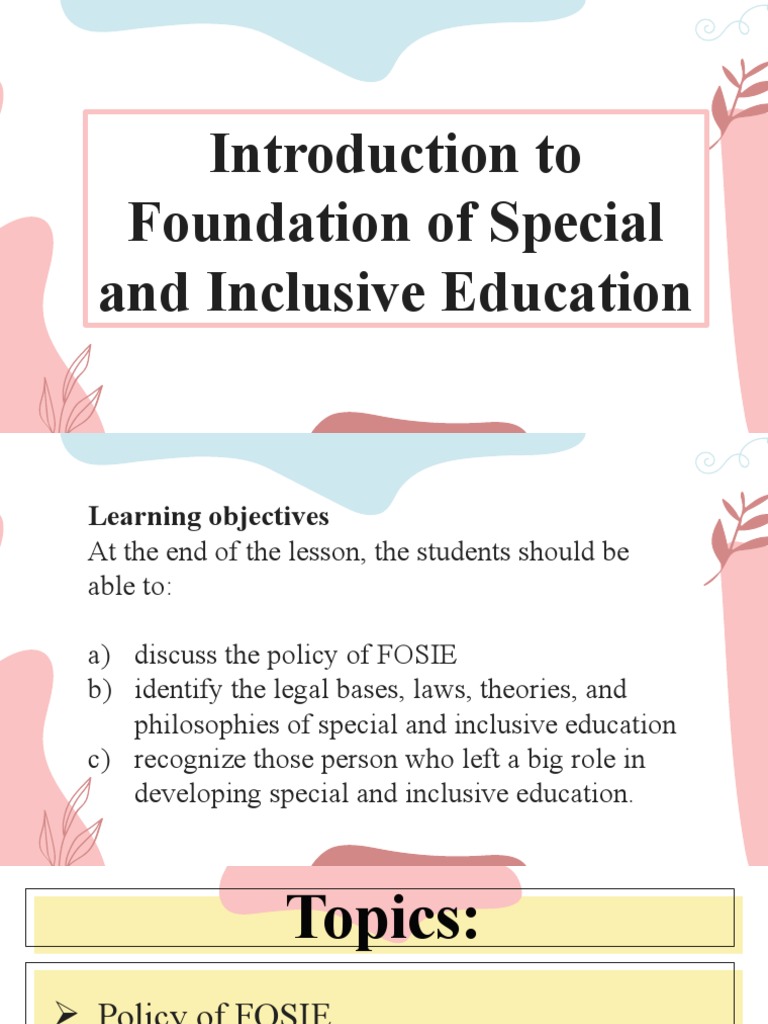 Introduction To Foundation of Special and Inclusive Education ...