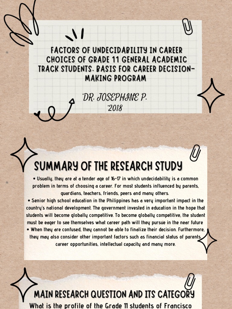 Factors of Undecidability in Career Choices of Grade 11 General ...