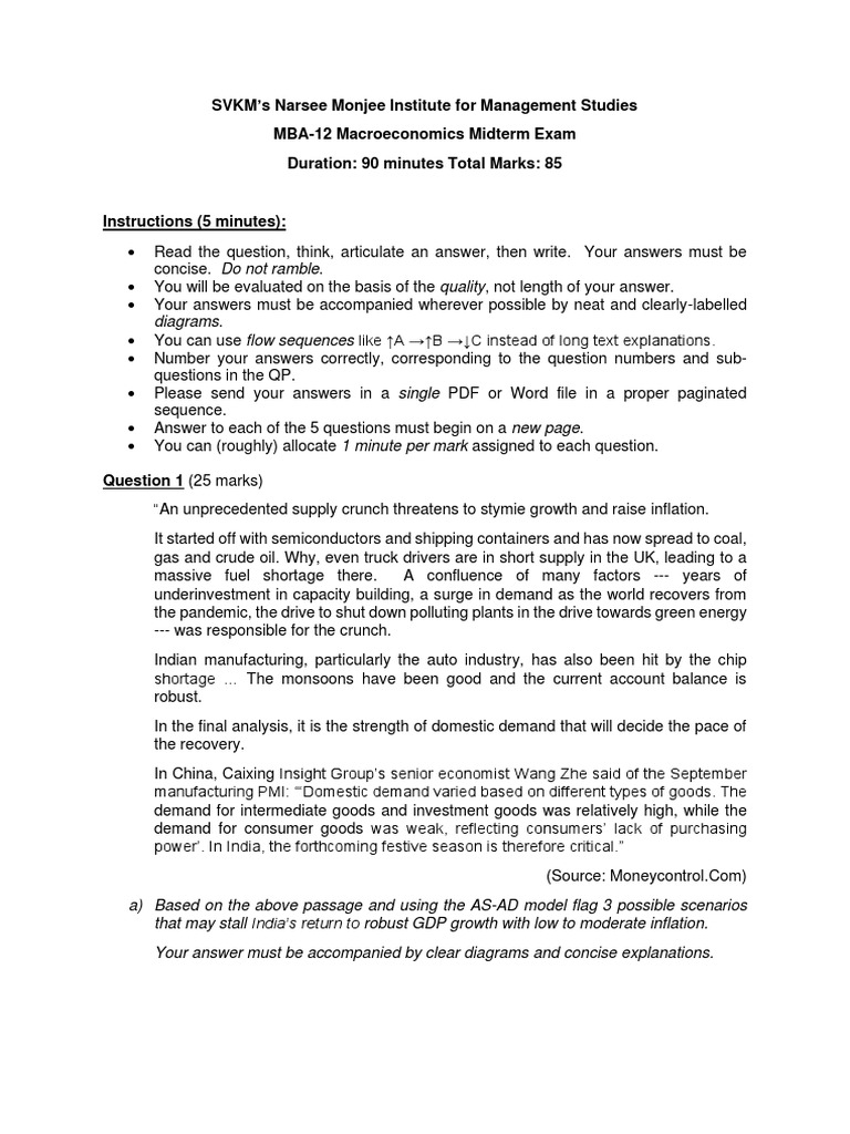Midterm Exam MBA-12 Macroeconomics | PDF | Economies | Economics