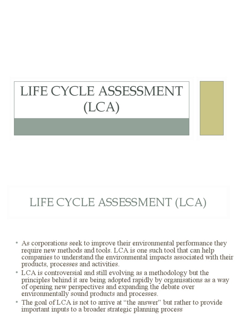 Life Cycle Assessment Lca Brief | PDF