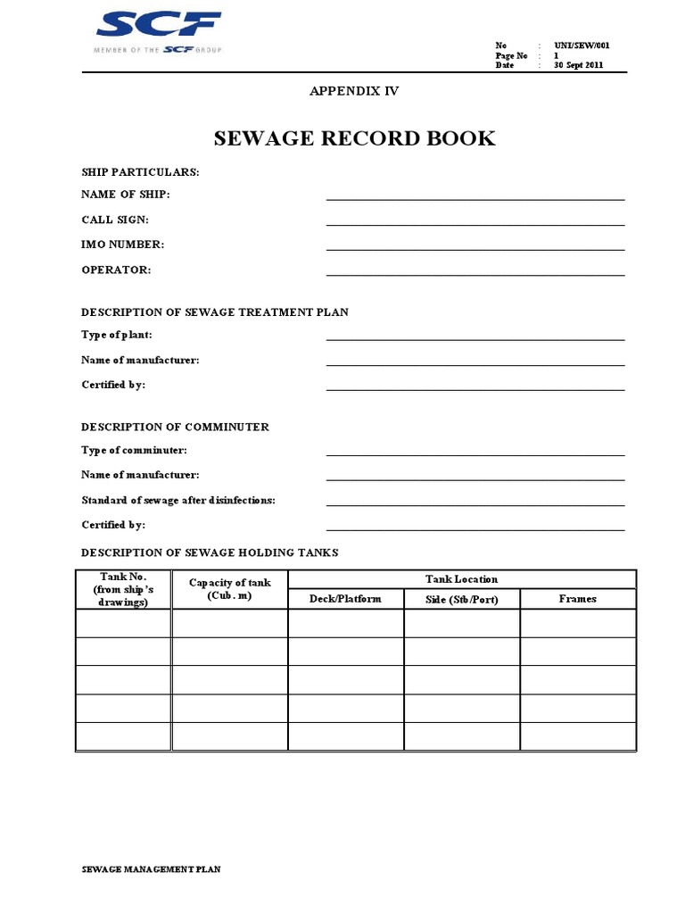 Sewage Record Book | PDF | Technology & Engineering