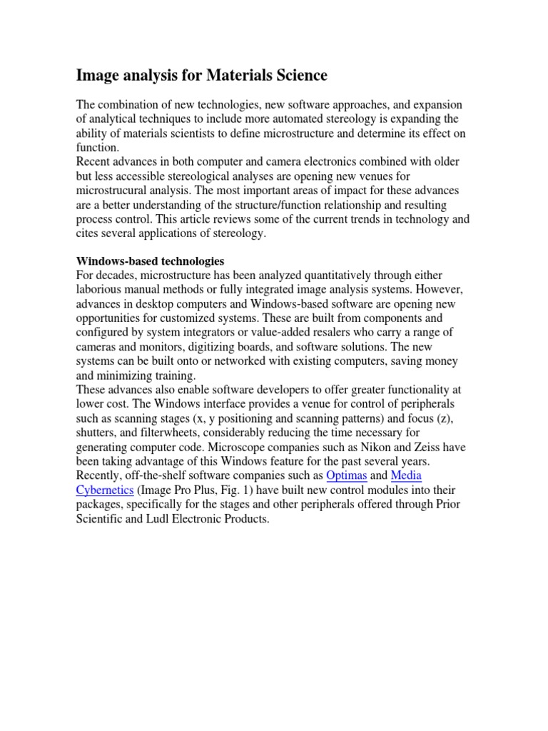 Image Analysis For Materials Science | PDF | Microscope | Microsoft Windows