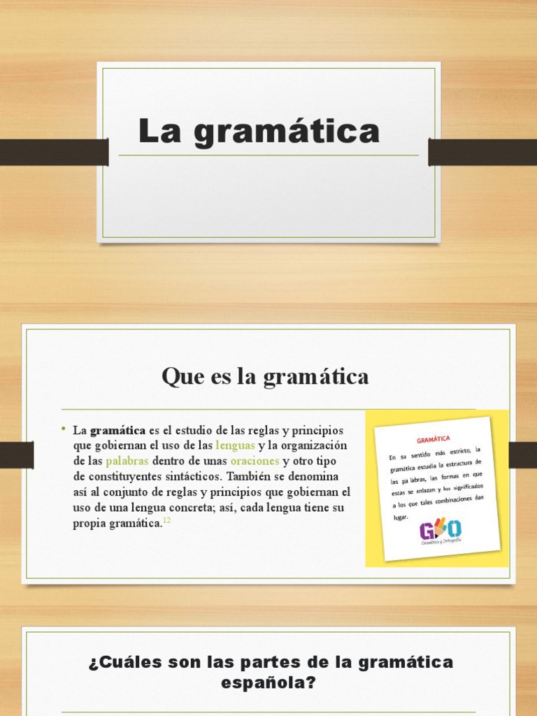 Presentasion La Gramatica | PDF | Gramática | Palabra