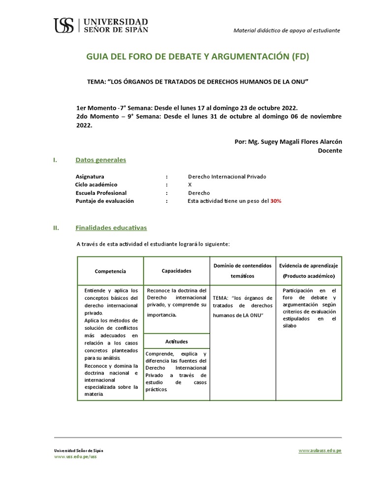 Guía Del Foro de Debate y Argumentación (FD) | PDF | Derechos humanos | Tratado