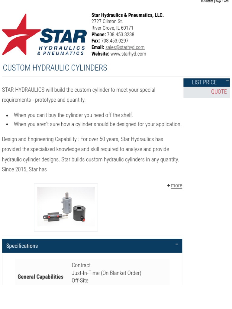 CustomHydraulicCylinders CustomHydraulicCylinders | PDF | Mechanical ...