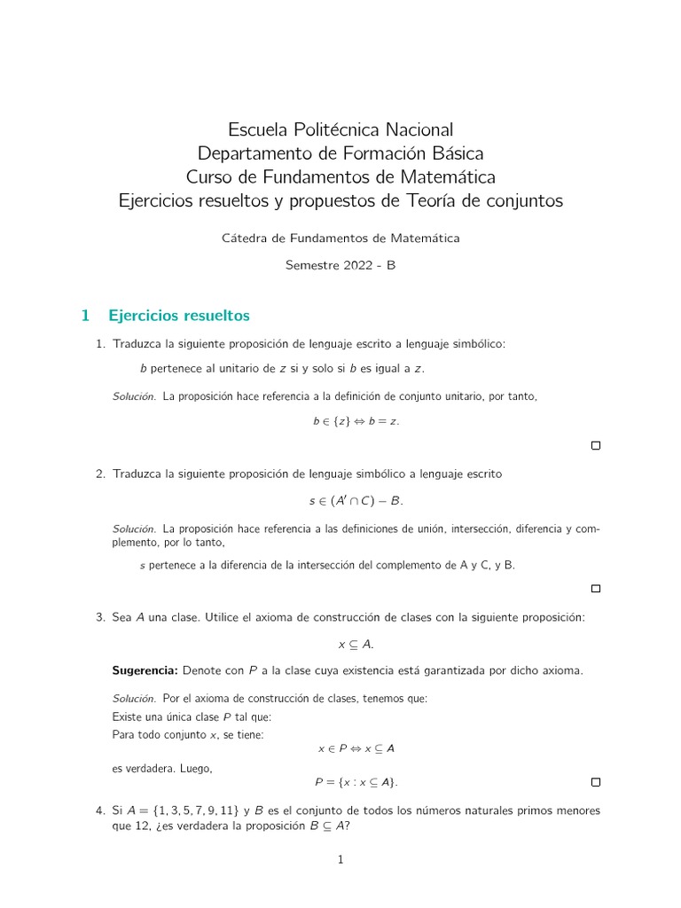 Ejercicios Propuestos y Resueltos Conjuntos | PDF | Prueba matemática | Conjunto (Matemáticas)