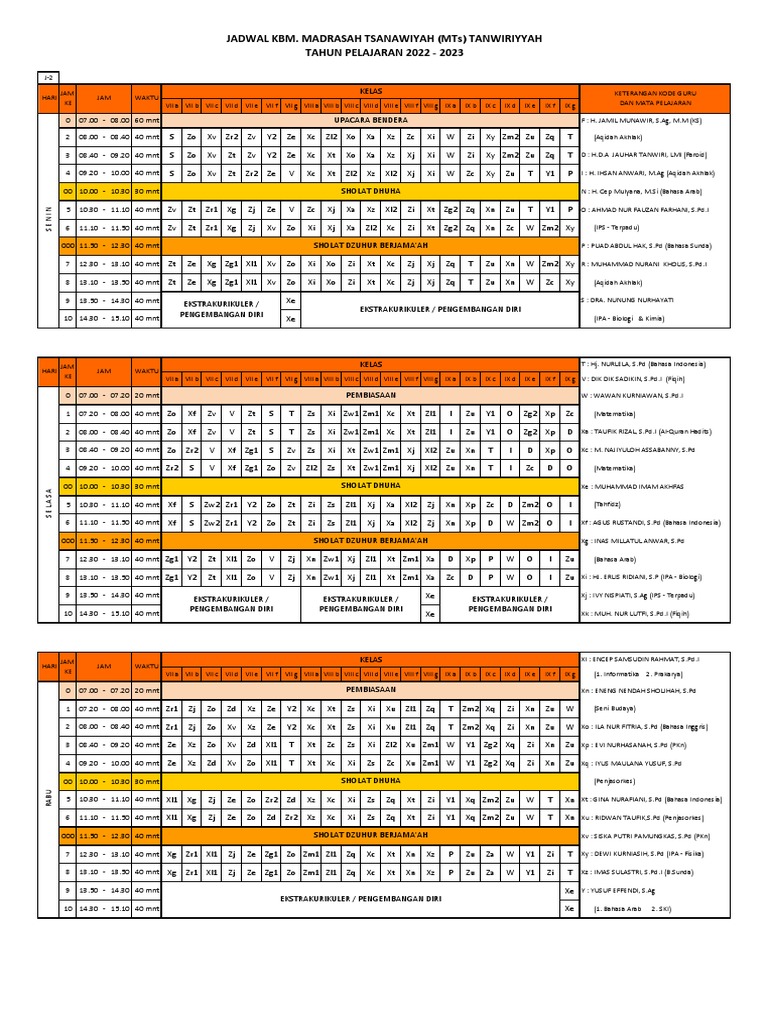 Jadwal KBM Mts Rev-1 | PDF
