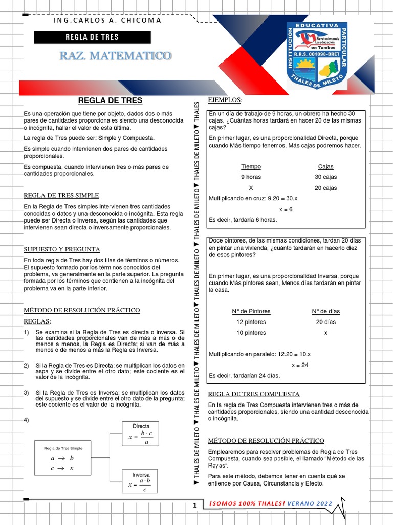 Regla de Tres: Métodos y Ejemplos | PDF