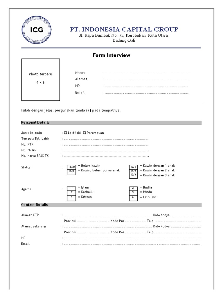 02.form Interview ICG | PDF