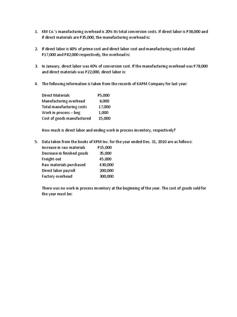 Solving Manufacturing Costing Problems Through Multiple Step ...