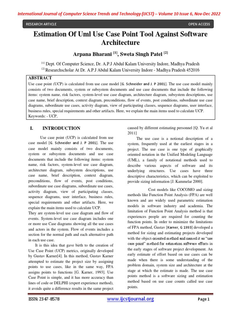 (IJCST-V10I6P1) :arpana Bharani, Sweta Singh Patel | Download Free PDF | Use Case | Unified ...