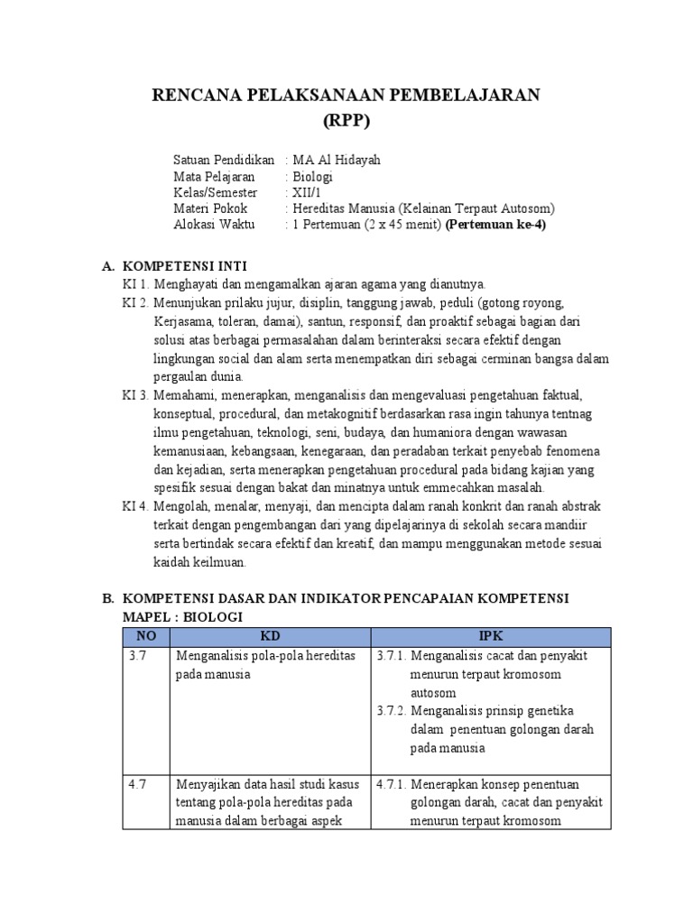 RPP 2 - Rina Mulyanah - Biologi - (Problem Base Learning PBL) | PDF