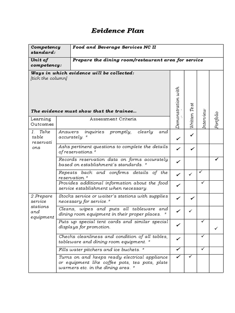 Sample Evidence Plan | PDF