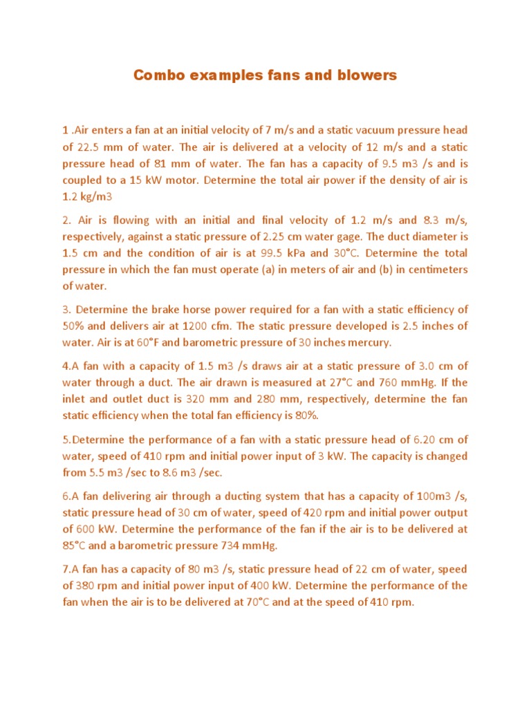 Fan and Blower Performance Calculations | PDF | Technology & Engineering