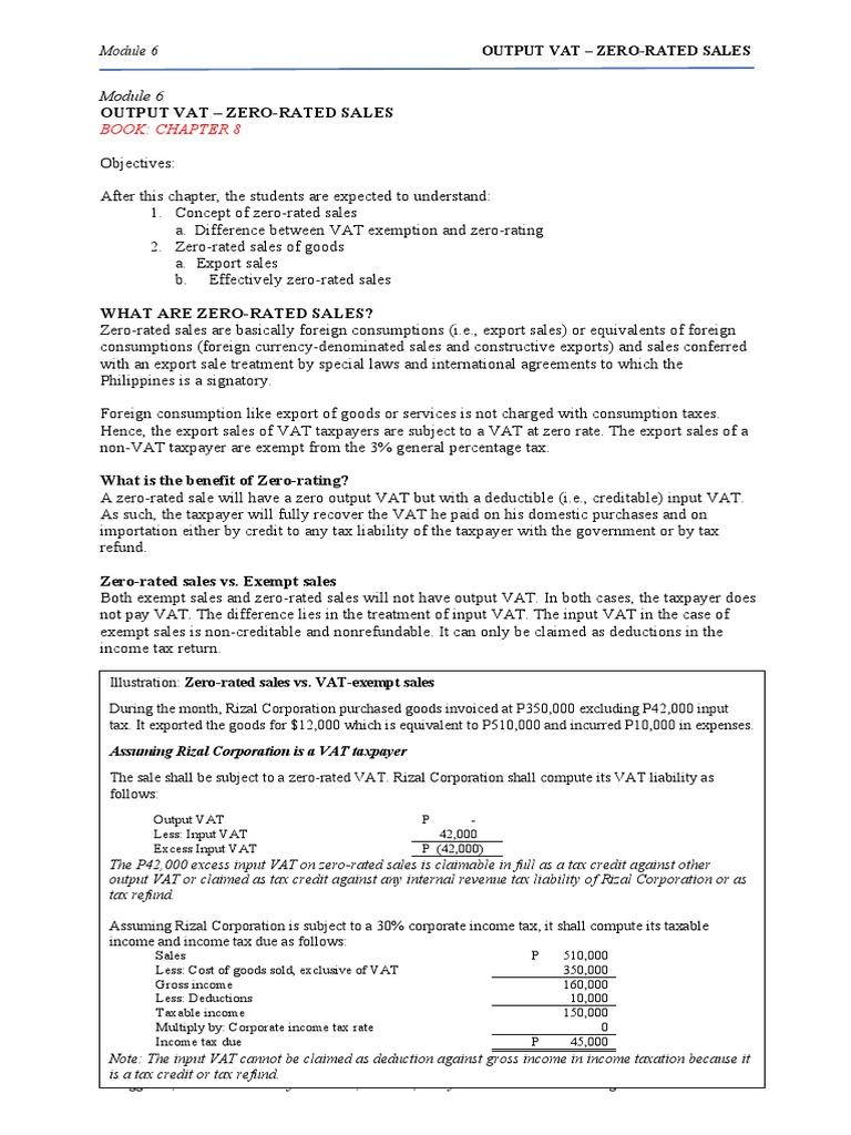 Module 6 Chapter 8 Output VAT Zero Rated Sales | PDF | Value Added Tax ...