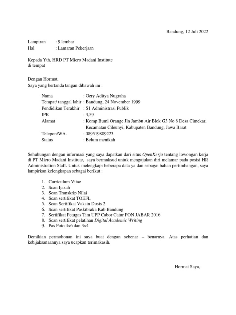 CV - Gery Aditya Nugraha | PDF | Business | Computers
