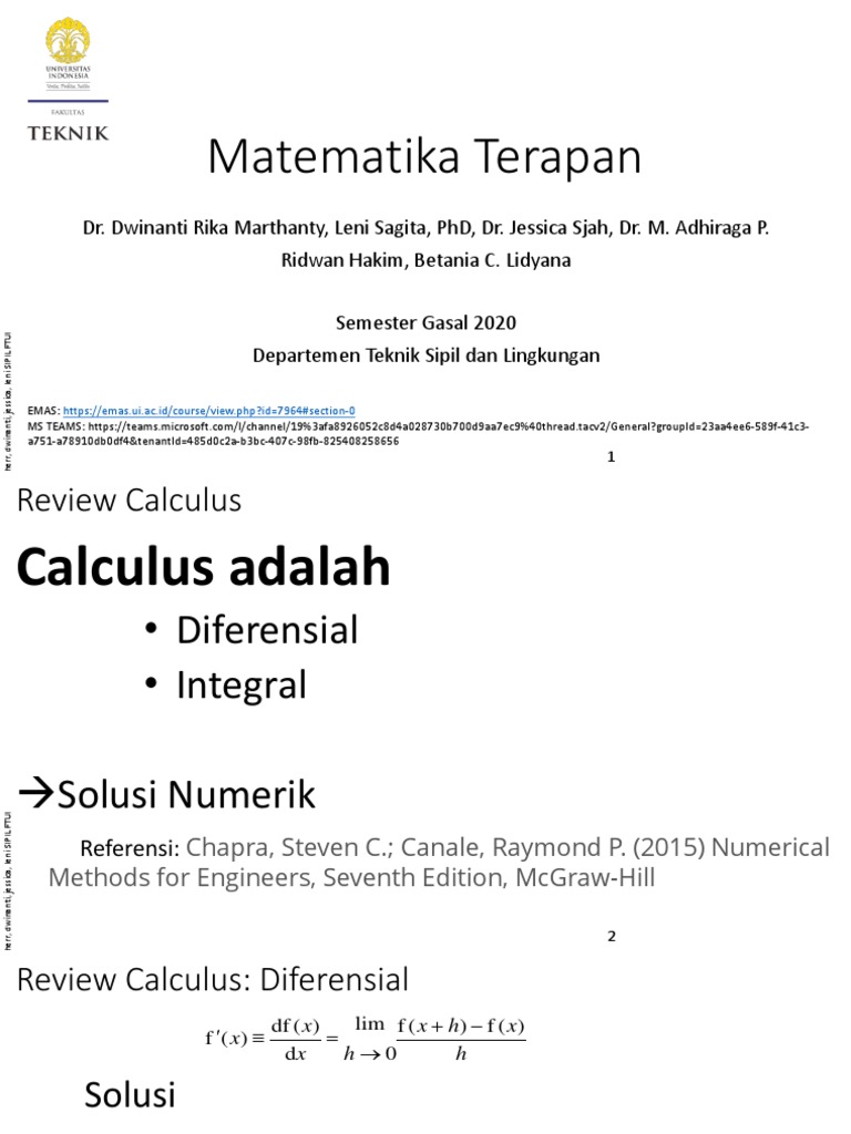 Matematika Terapan Part 1 - Turunan Dan Integral Solusi Numerik ...