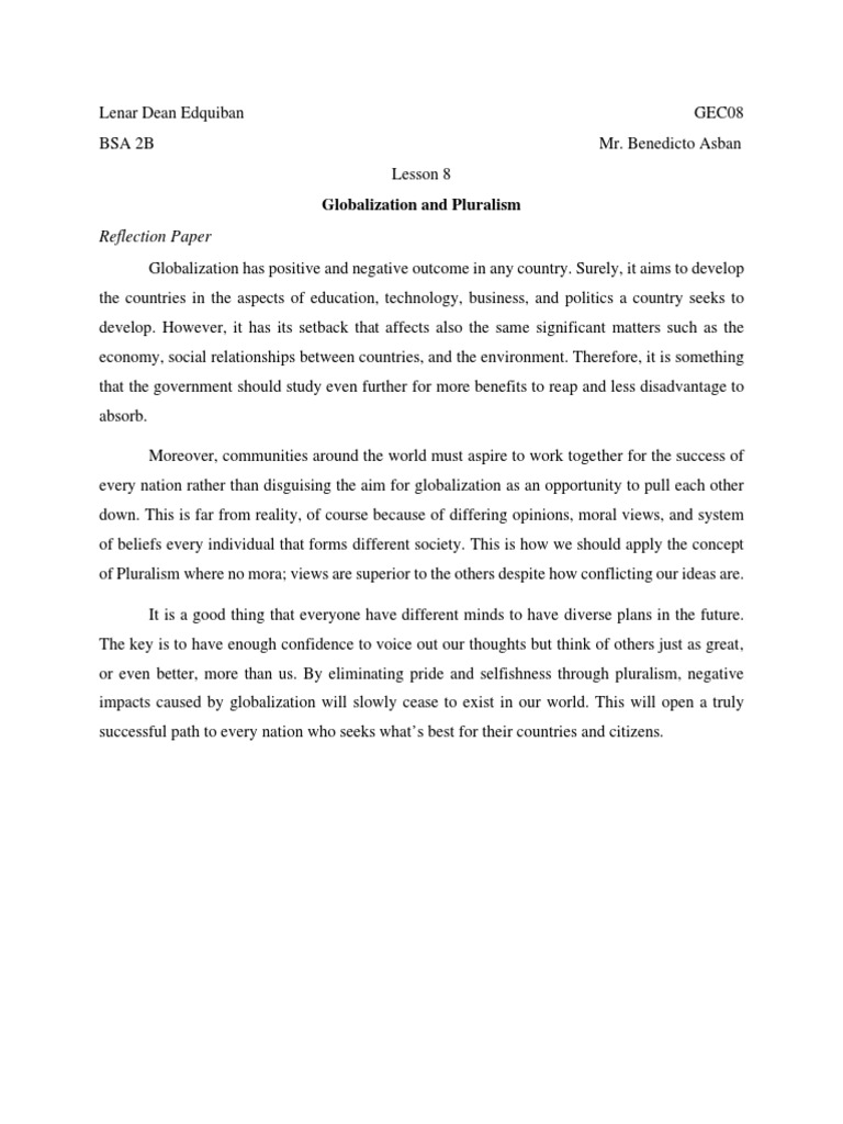 GEC08 Lesson 8 Reflection | PDF