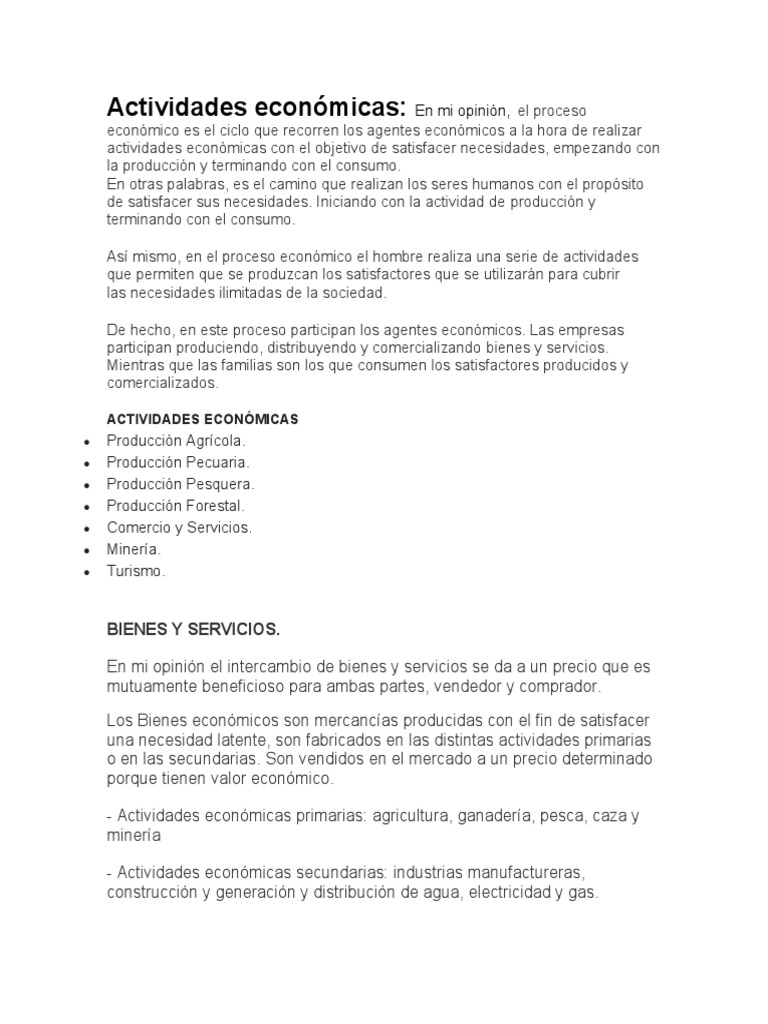Actividades Económicas y Bienes Servicios | PDF | Finanzas y dinero