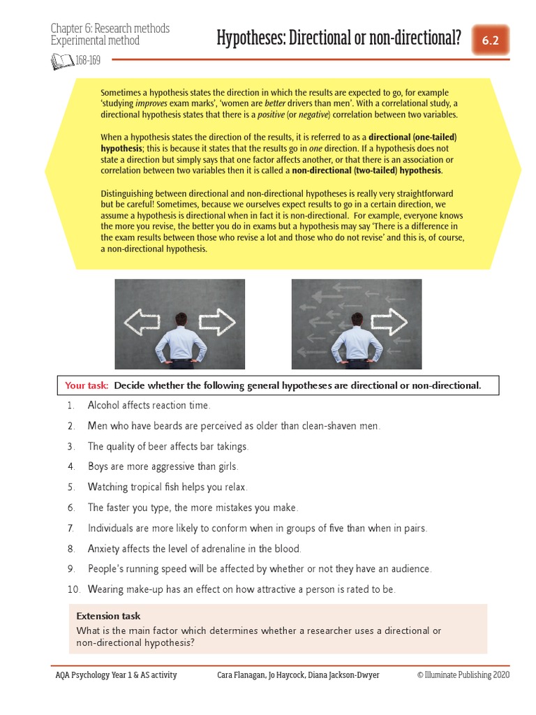 Hypotheses Directional Or Non Directional Pdf Hypothesis Social Psychology