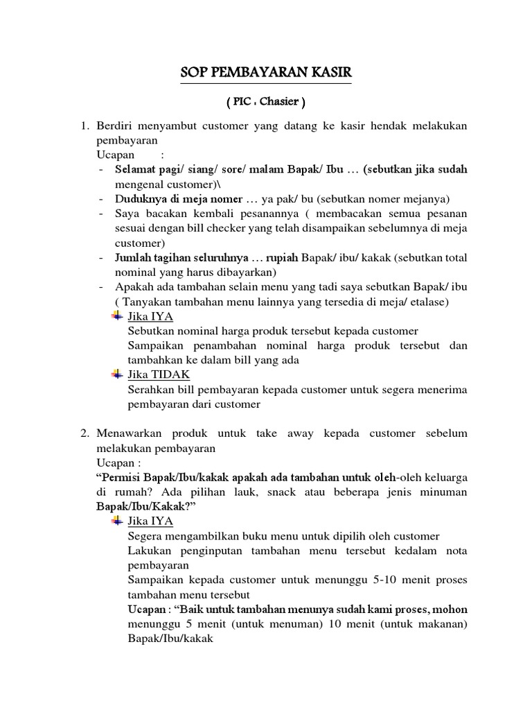 Sop Kasir | PDF