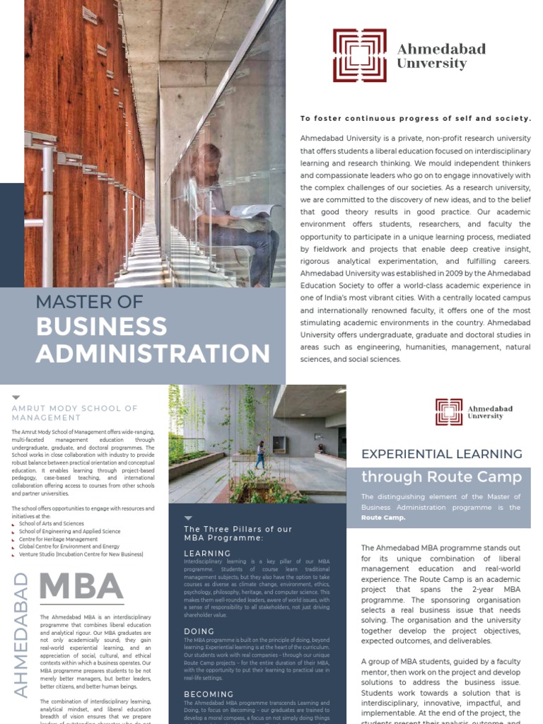 Mba 2021 I Brochure I Ahmedabad University | PDF | Master Of Business ...