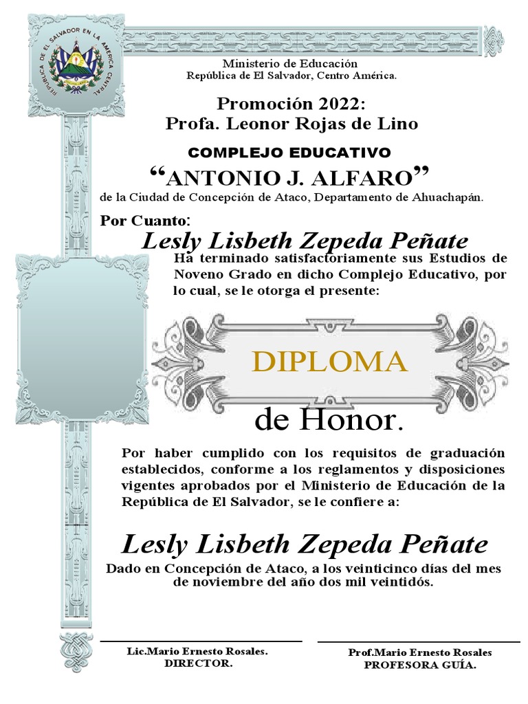 Diplomas Noveno 2022 | PDF