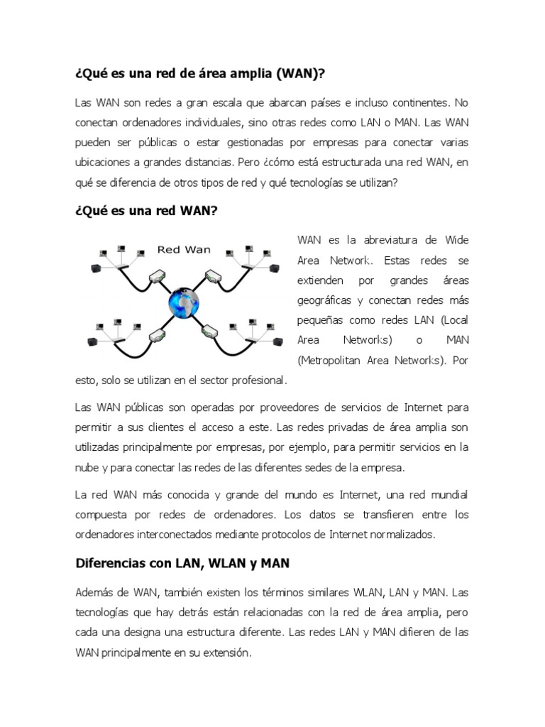Que Es Una Wan | PDF | Red de computadoras | Red de área amplia