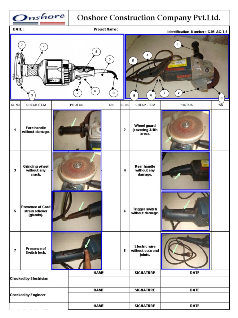Grinding Machine Check List AG7 | PDF | Equipment | Manufactured Goods