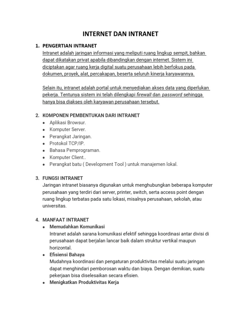 Internet Dan Intranet | PDF