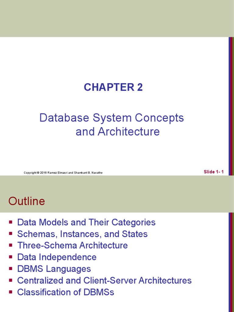Lecture 2 Database System Concepts And Architecture Pdf Databases Data Model