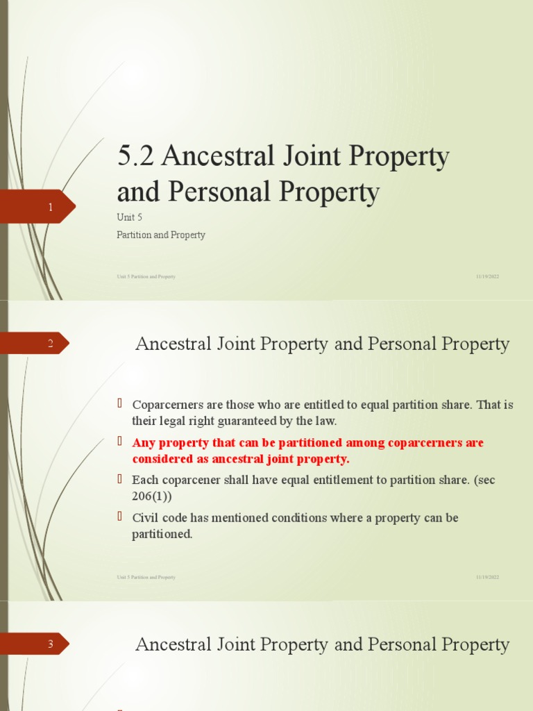 5.2 Ancestral Joint Property and Personal Property | PDF | Concurrent ...