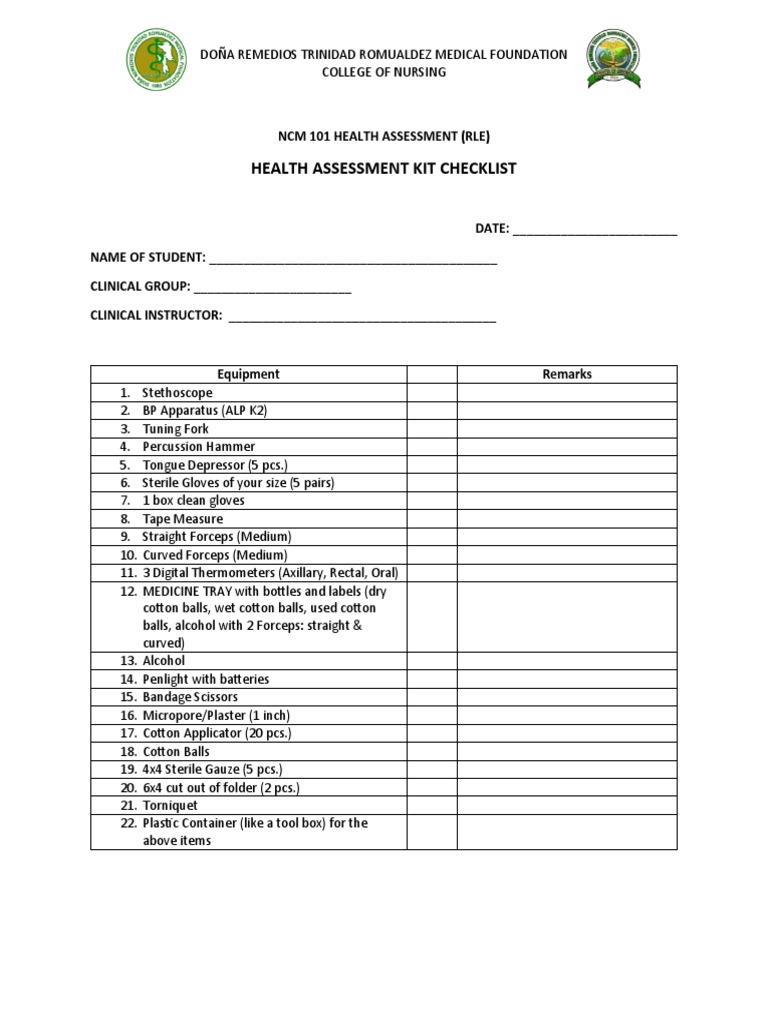 HA KIT Checklist 1 | PDF