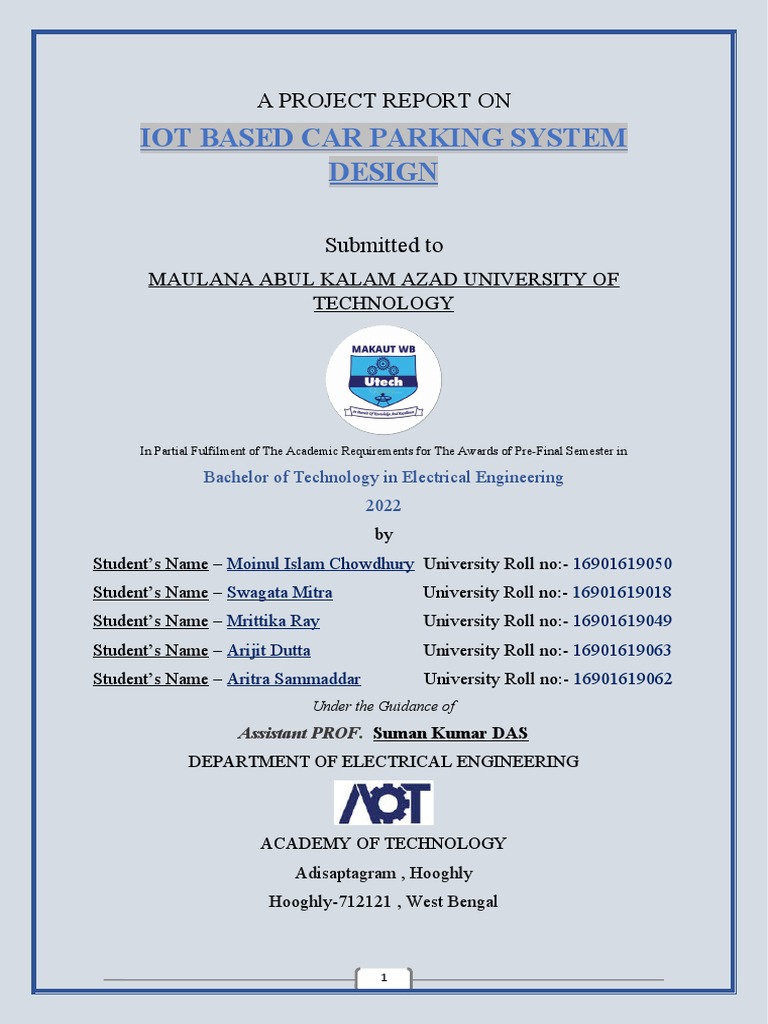 A Project Report On Iot Based Car Parking System Design | PDF A Project Report On Iot Based Car Parking System Design | PDF