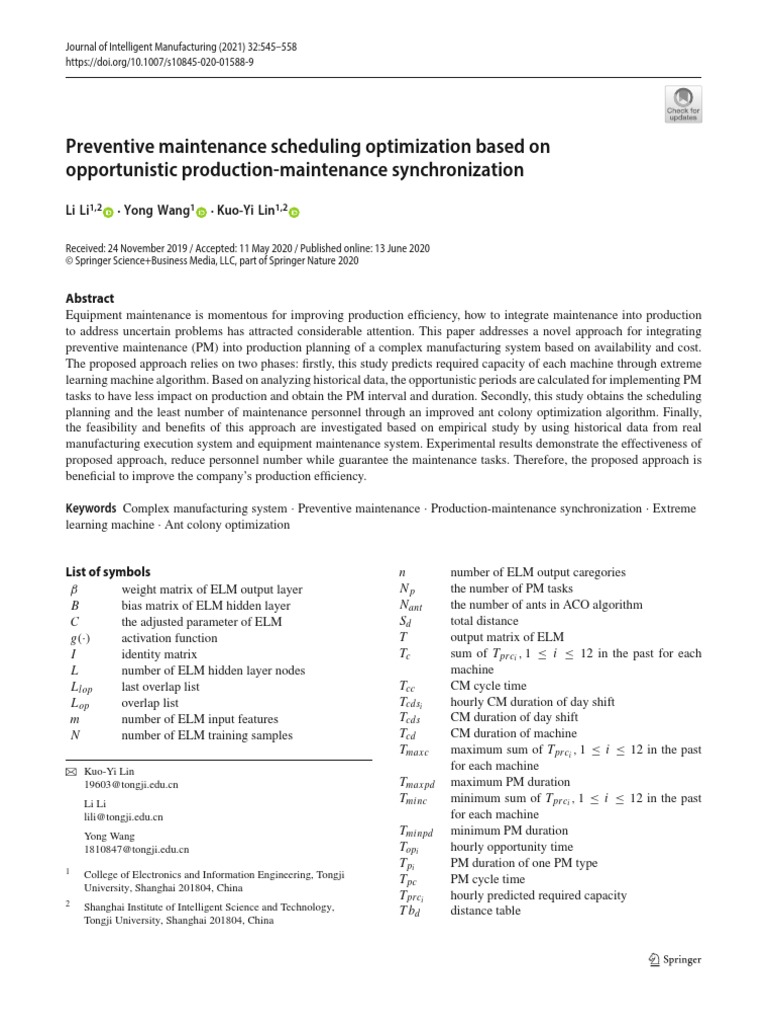 Preventive Maintenance Scheduling Optimization Based On Opportunistic
