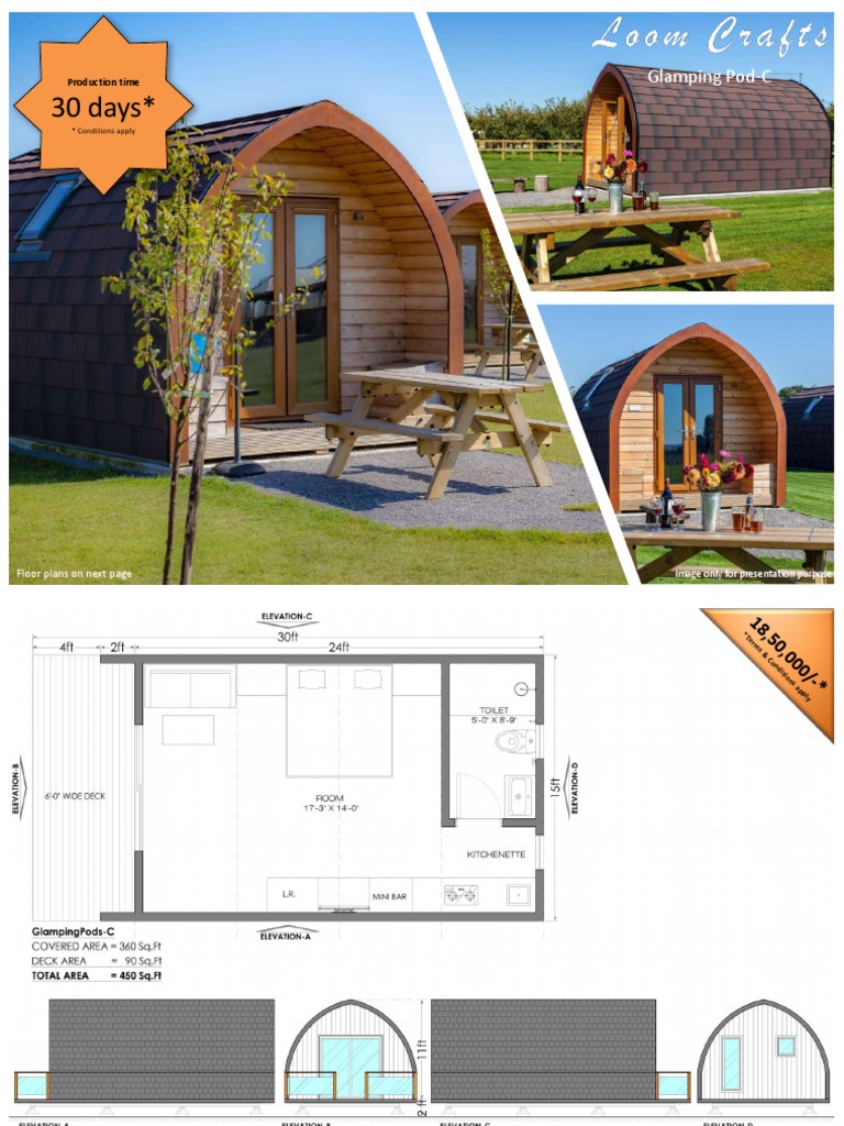 Glamping Pod Specifications and Plans | PDF | Bathroom | Roof