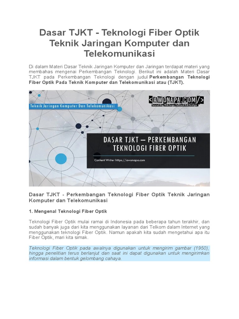 Dasar TJKT - Fiber Optik | PDF