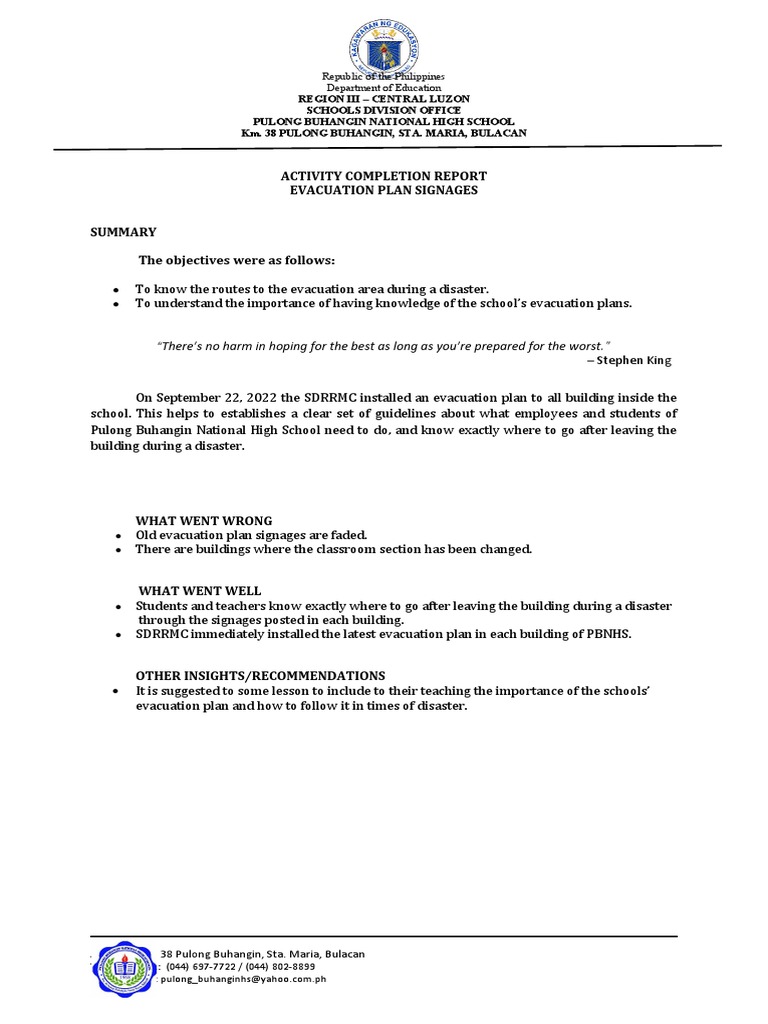 Acr - Evacuation Plan | PDF