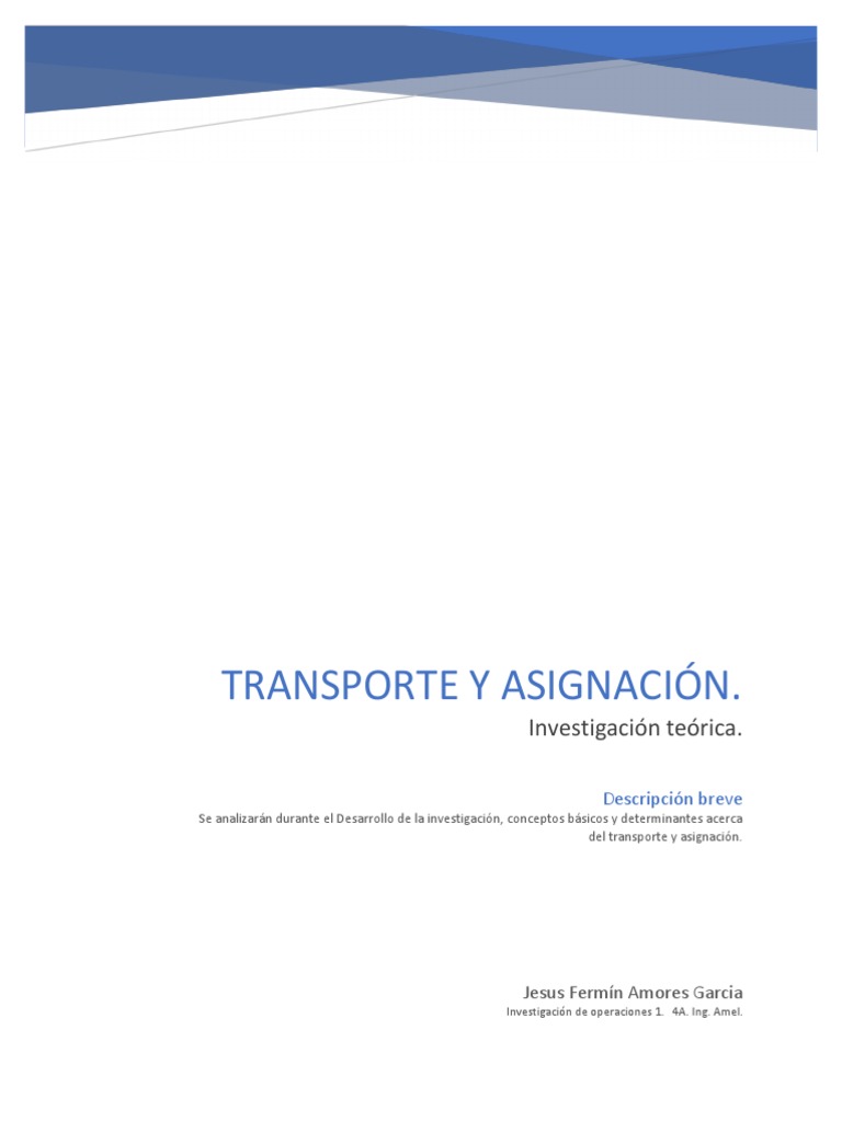Definición Del Problema De Transporte Pdf Programación Lineal