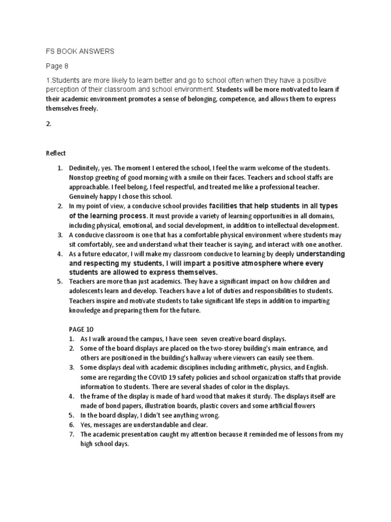 FS Book 1 Answer Key Insights | PDF | Curriculum | Teaching Method