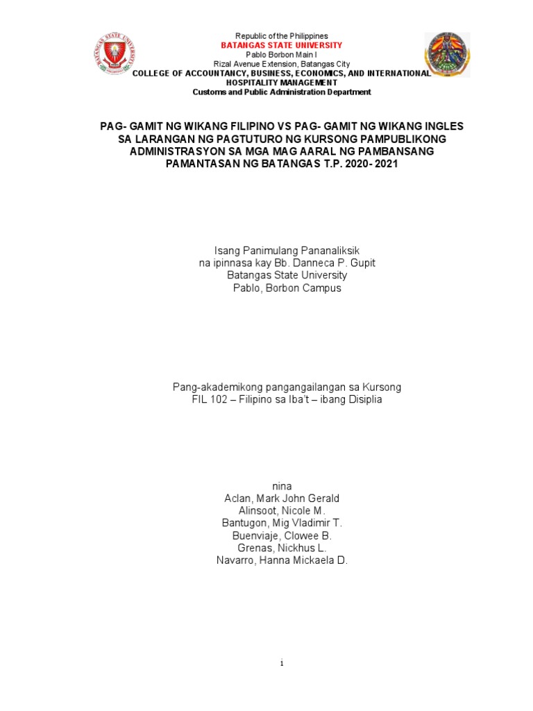 Final Output Pananaliksik Group 4 | PDF