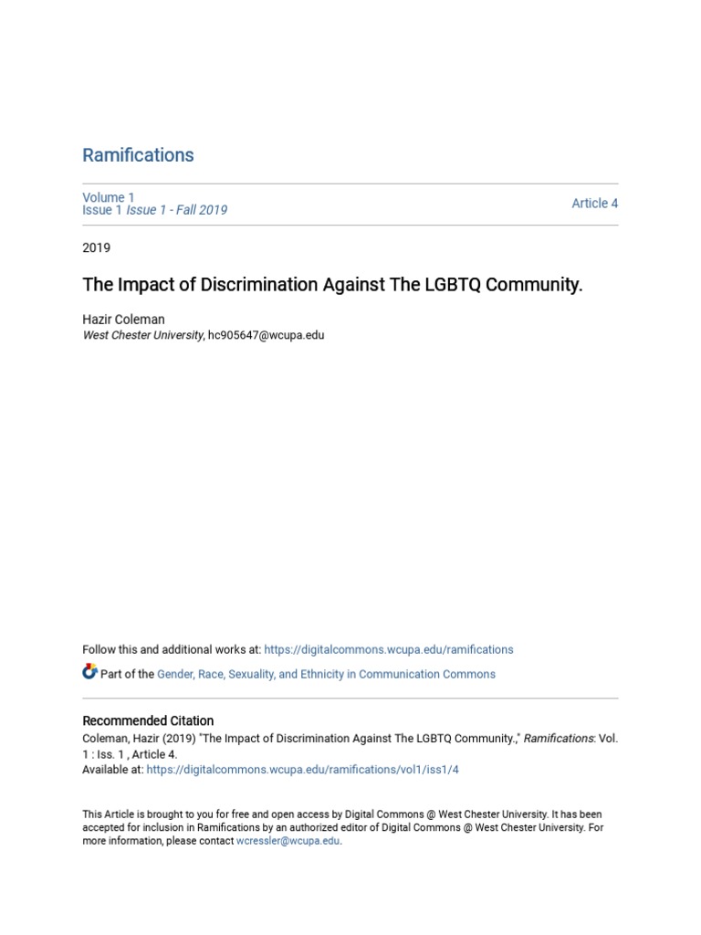 The Impact of Discrimination Against The LGBTQ Community | PDF