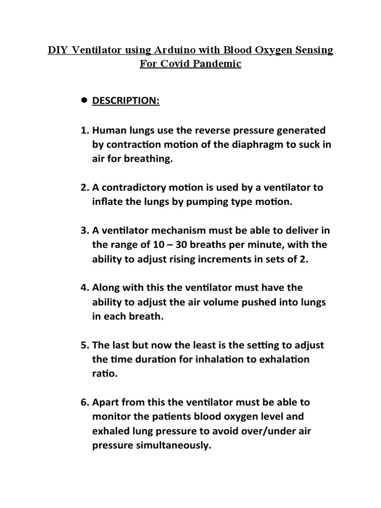 DIY Ventilator Using Arduino With Blood Oxygen Sensing For Covid ...