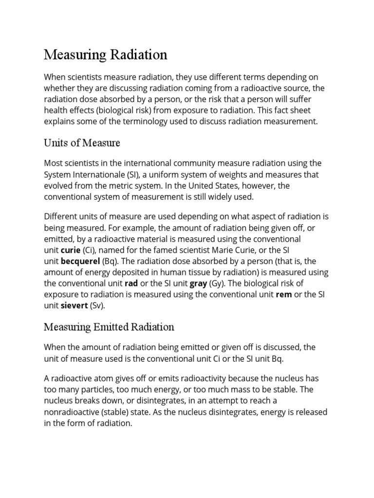 Measuring Radiation Unit | PDF | Ionizing Radiation | Absorbed Dose