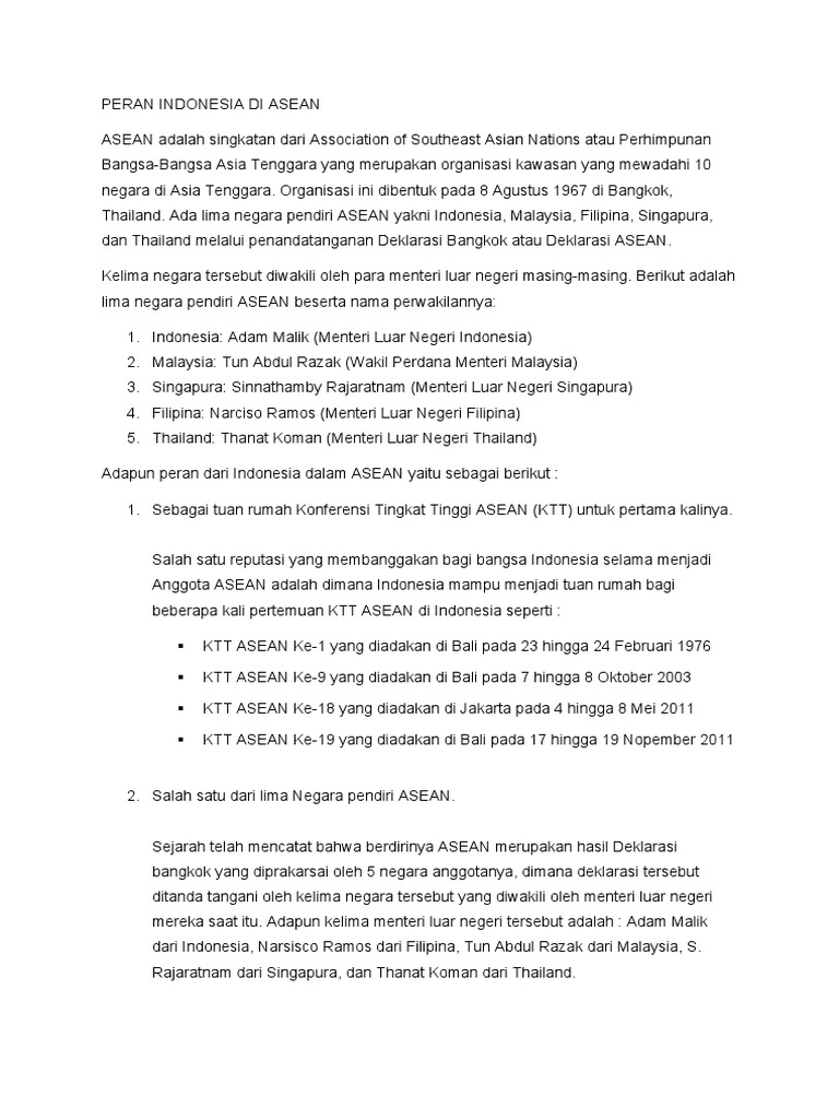 PERAN INDONESIA DI ASEAN Dan PBB | PDF