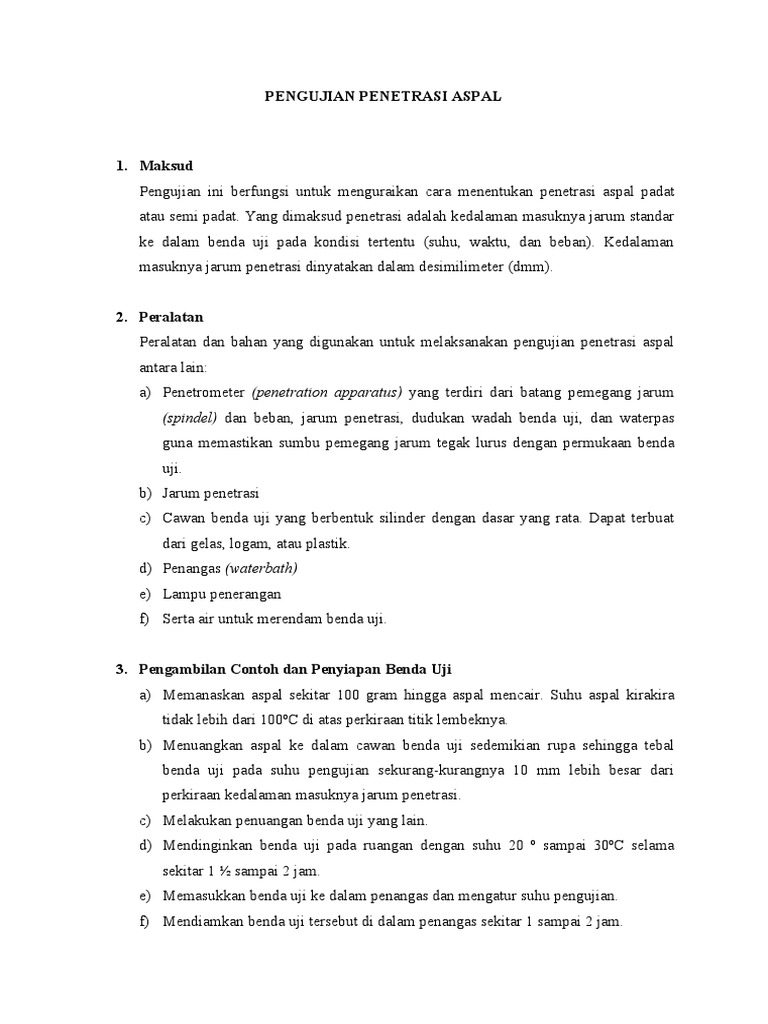 Pengujian Penetrasi Aspal | PDF